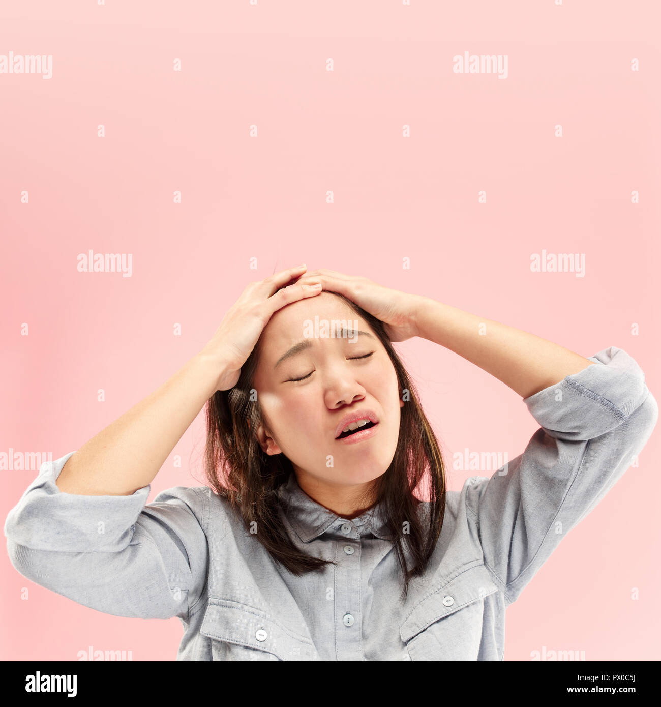 Why is that. Beautiful female half-length portrait isolated on trendy ...