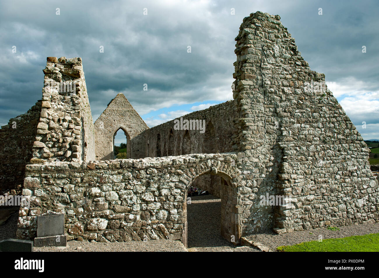 Drumlane Abbey and round tower, Milltown, co, Cavan, Ireland Stock ...