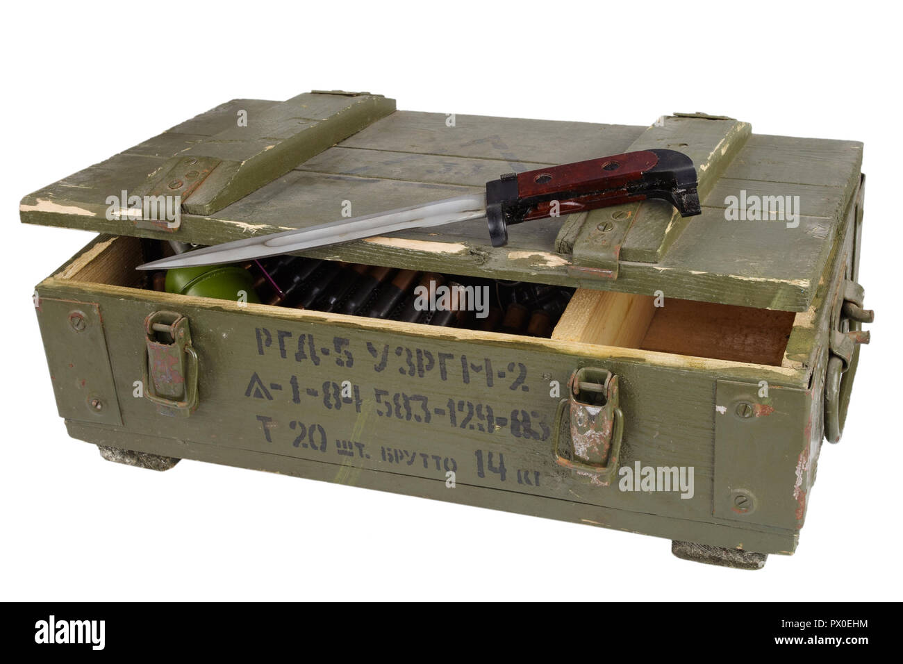 soviet army ammunition box with bayonet isolated Stock Photo - Alamy