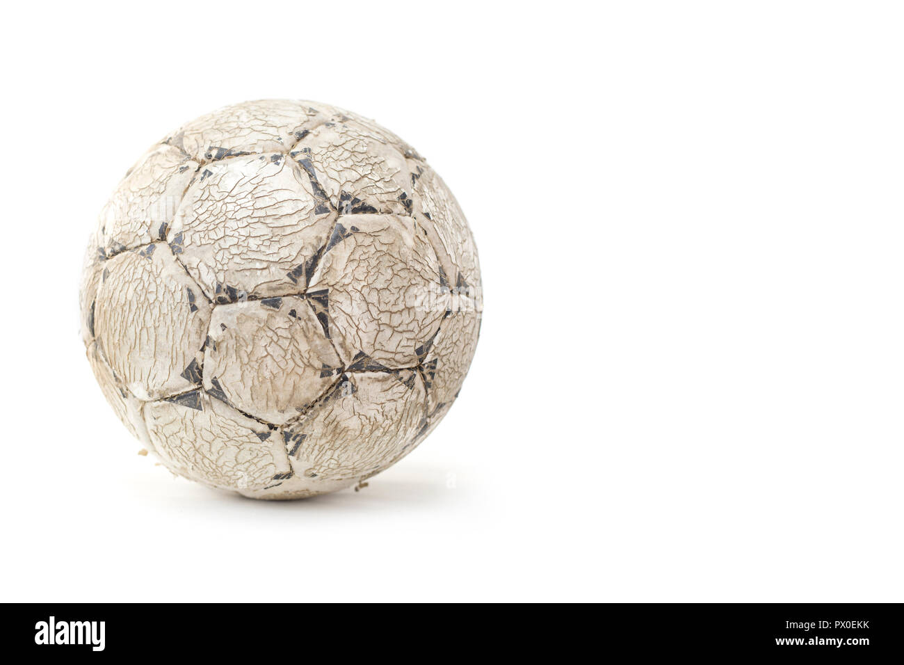 Old worn soccer ball isolated on the white background Stock Photo - Alamy
