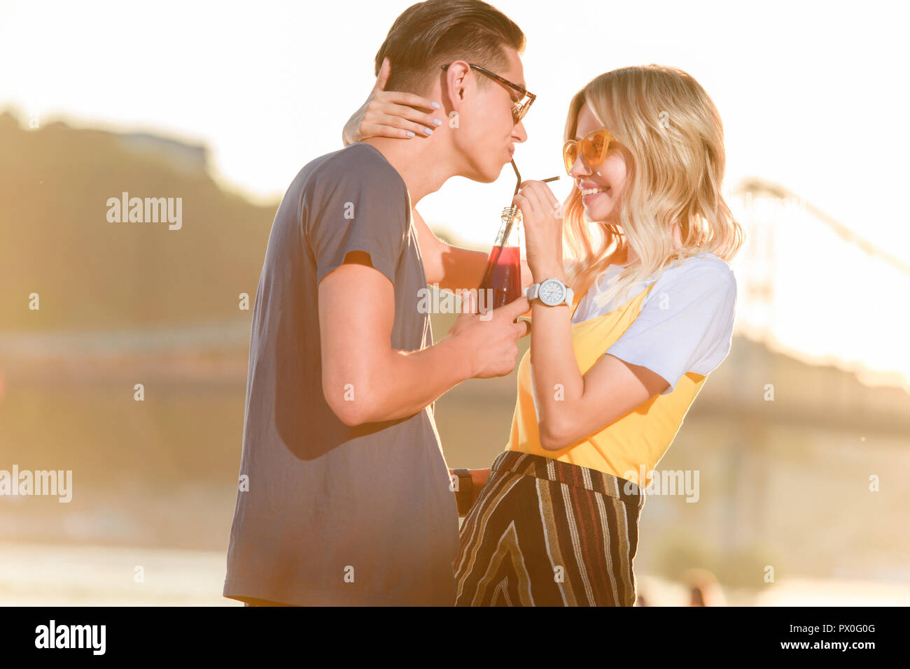 One drink two straws hi-res stock photography and images - Alamy