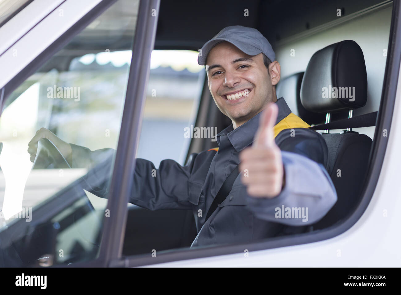 Driving van thumbs up hi-res stock photography and images - Alamy