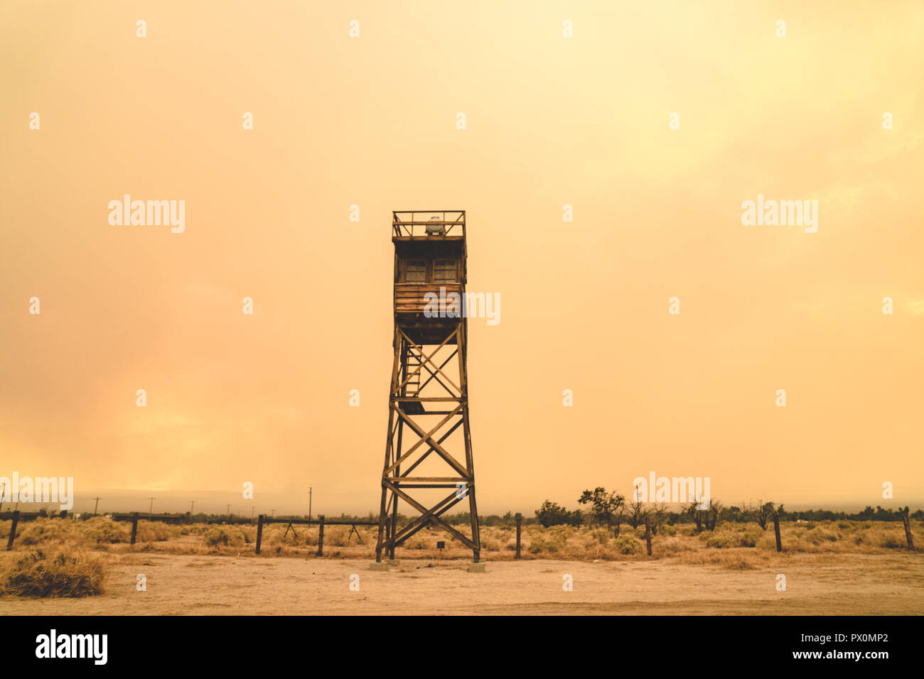Guard Tower at the Manzanar Japanese Internment Camp in Independence ...