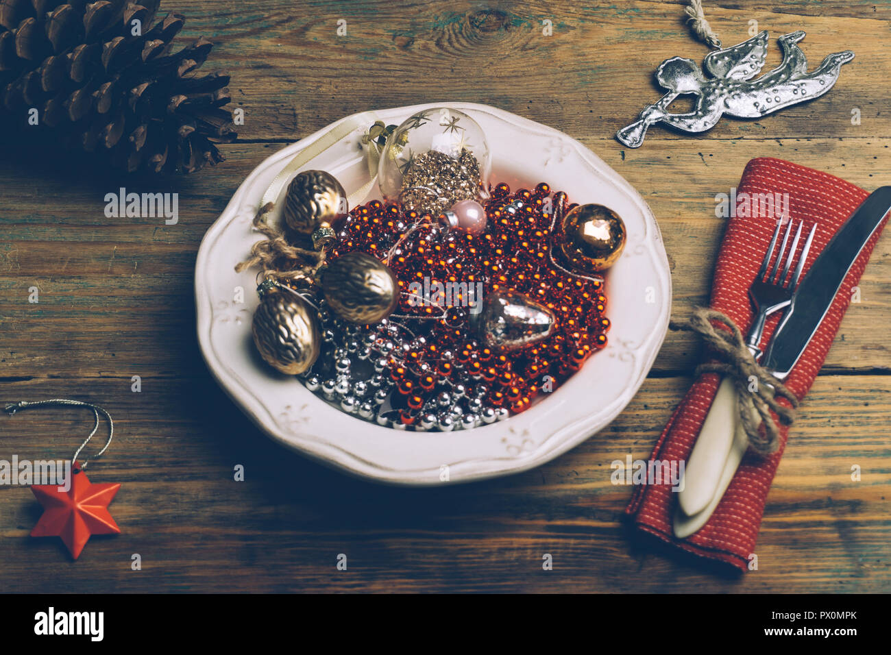 Holiday Christmas food background concept. Christmas table with a white ...