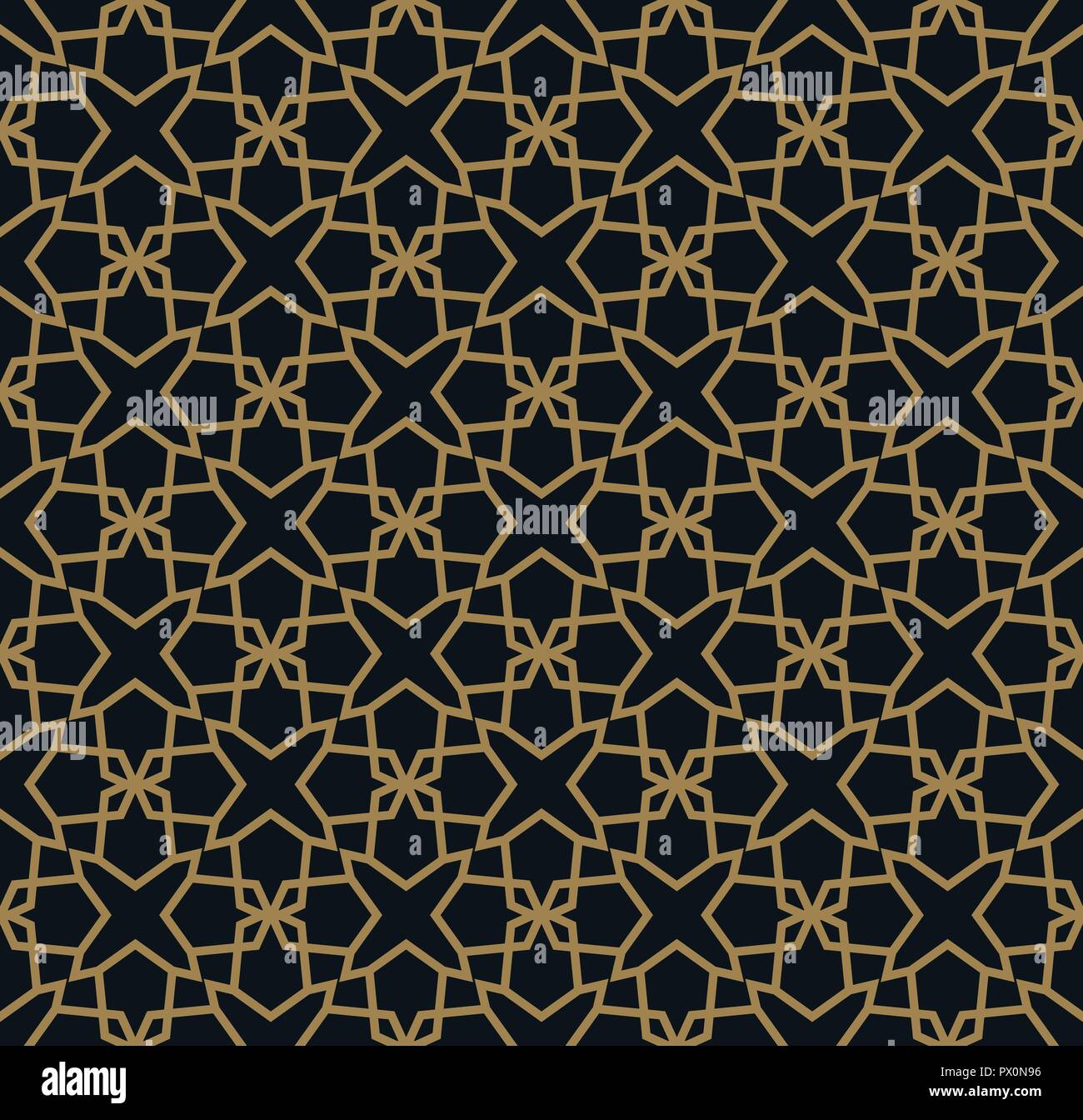 Seamless pattern of intersecting thin gold lines on black background ...