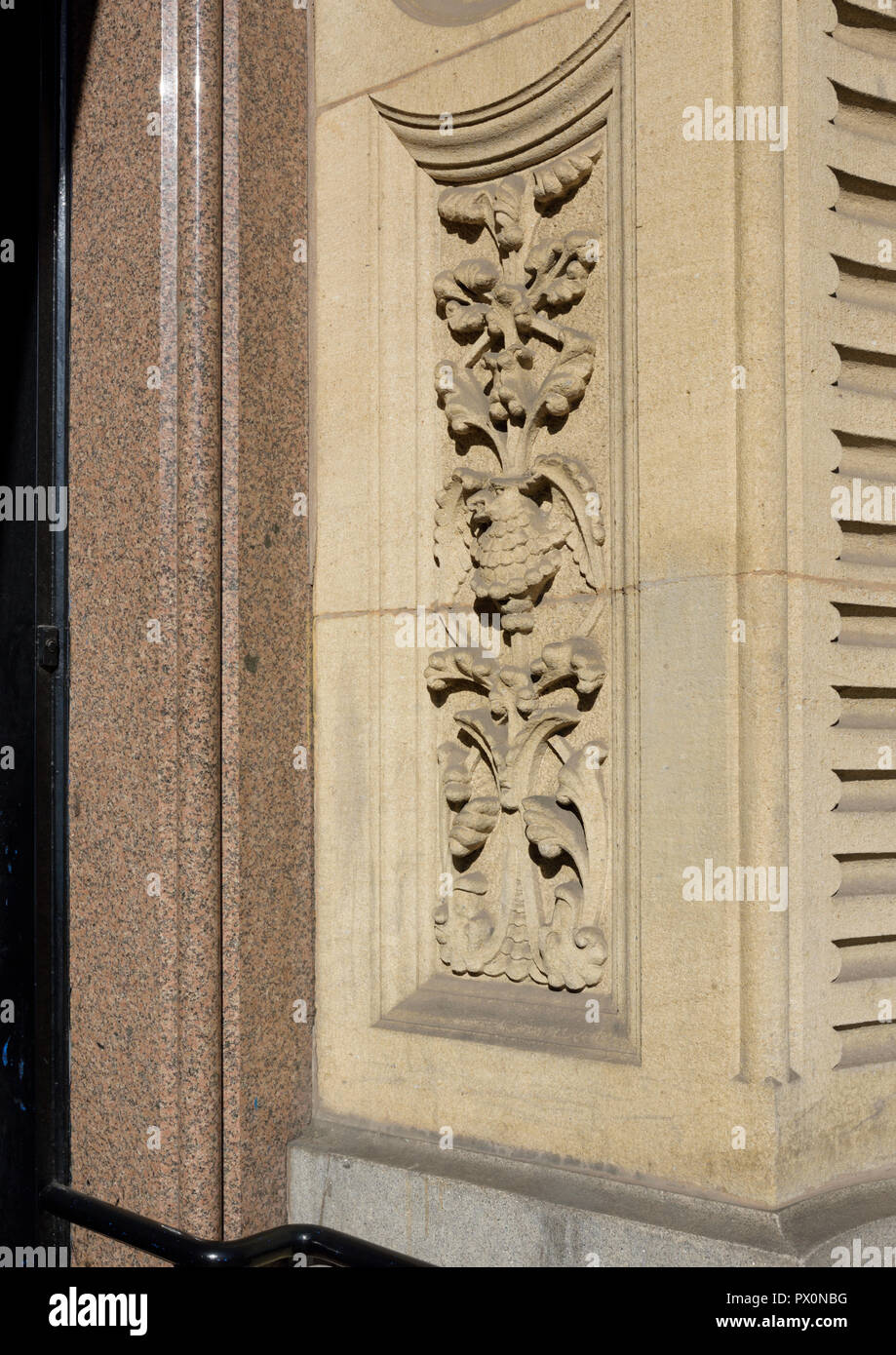 Ornate stonework and marble on old bank building silver street bury ...