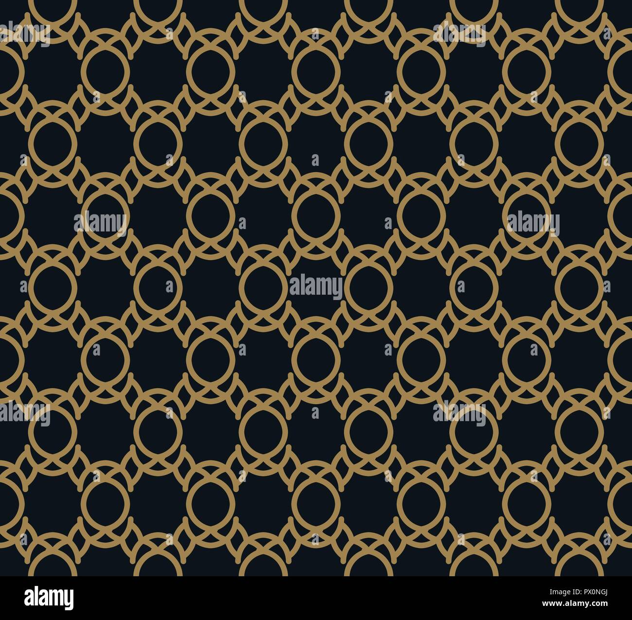 Seamless pattern of intersecting thin gold lines on black background ...