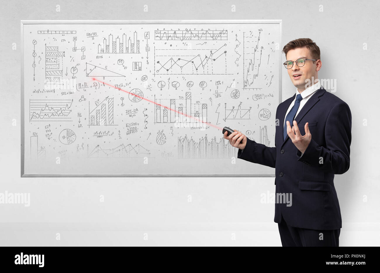 Professor with laser pointer teaching geometry Stock Photo - Alamy