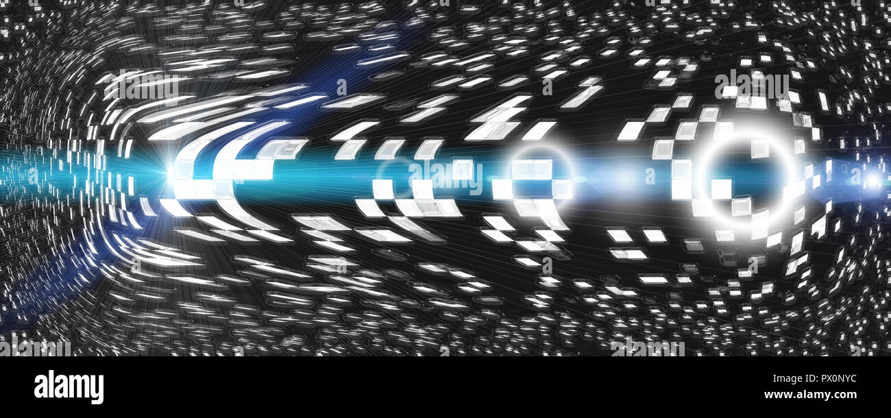 Futuristic particle panorama background design illustration with lights ...