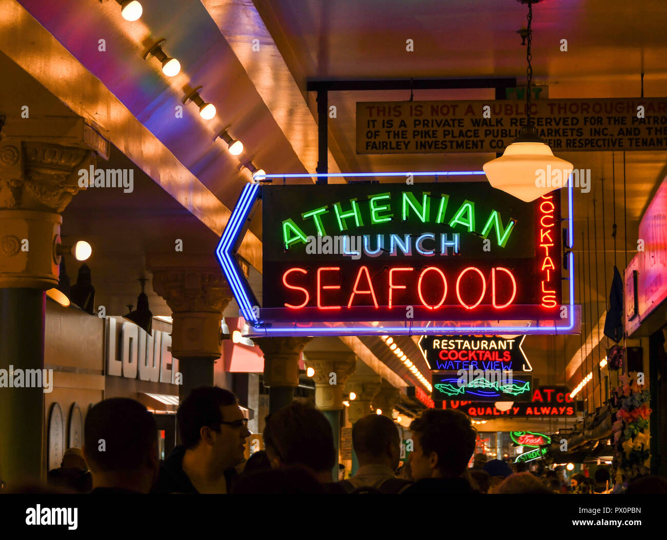 SEATTLE, WASHINGTON STATE, USA - JUNE 2018: Illuminated neon sign ...