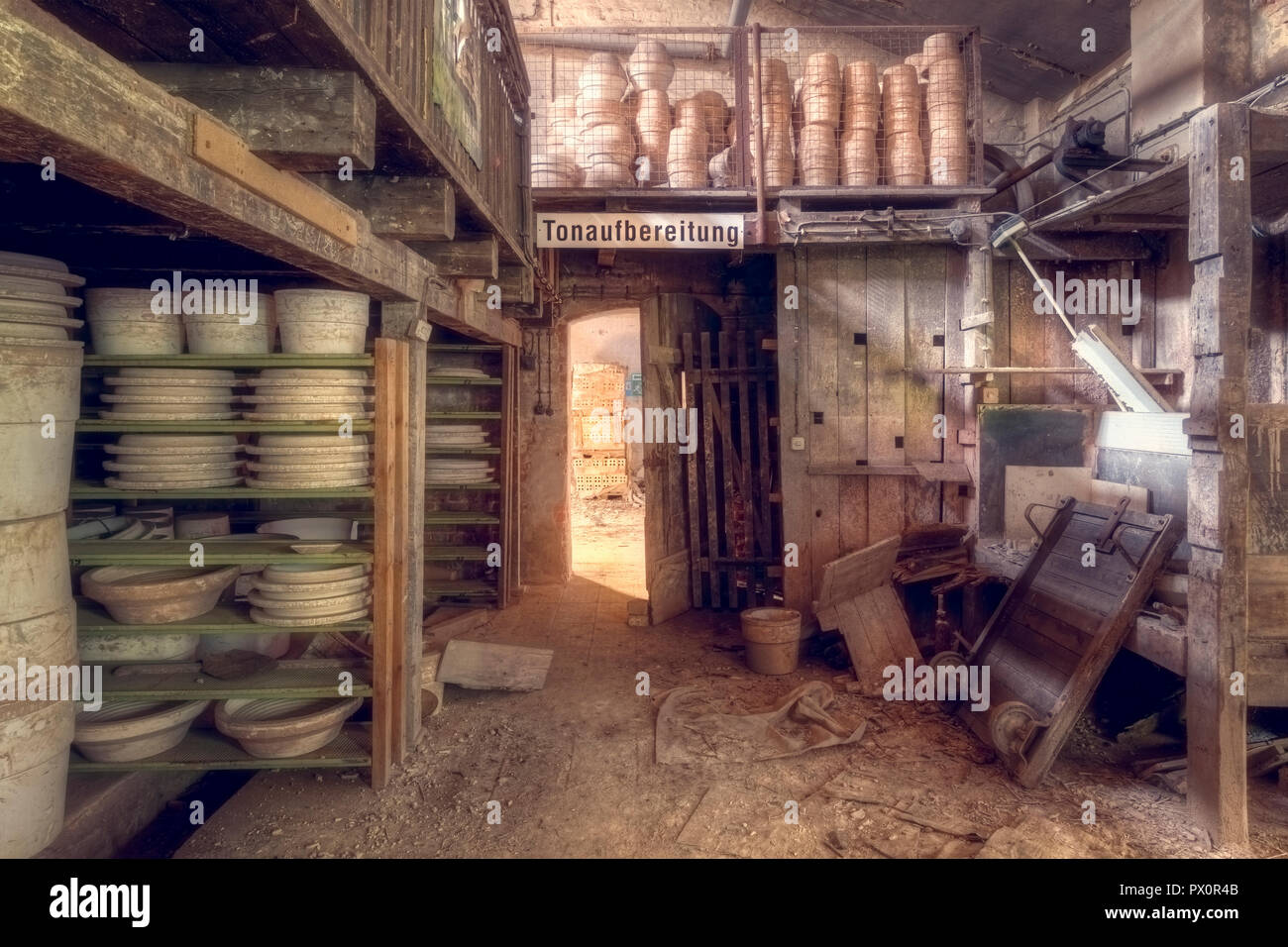 Interior view of an abandoned pottery factory in Germany Stock Photo ...