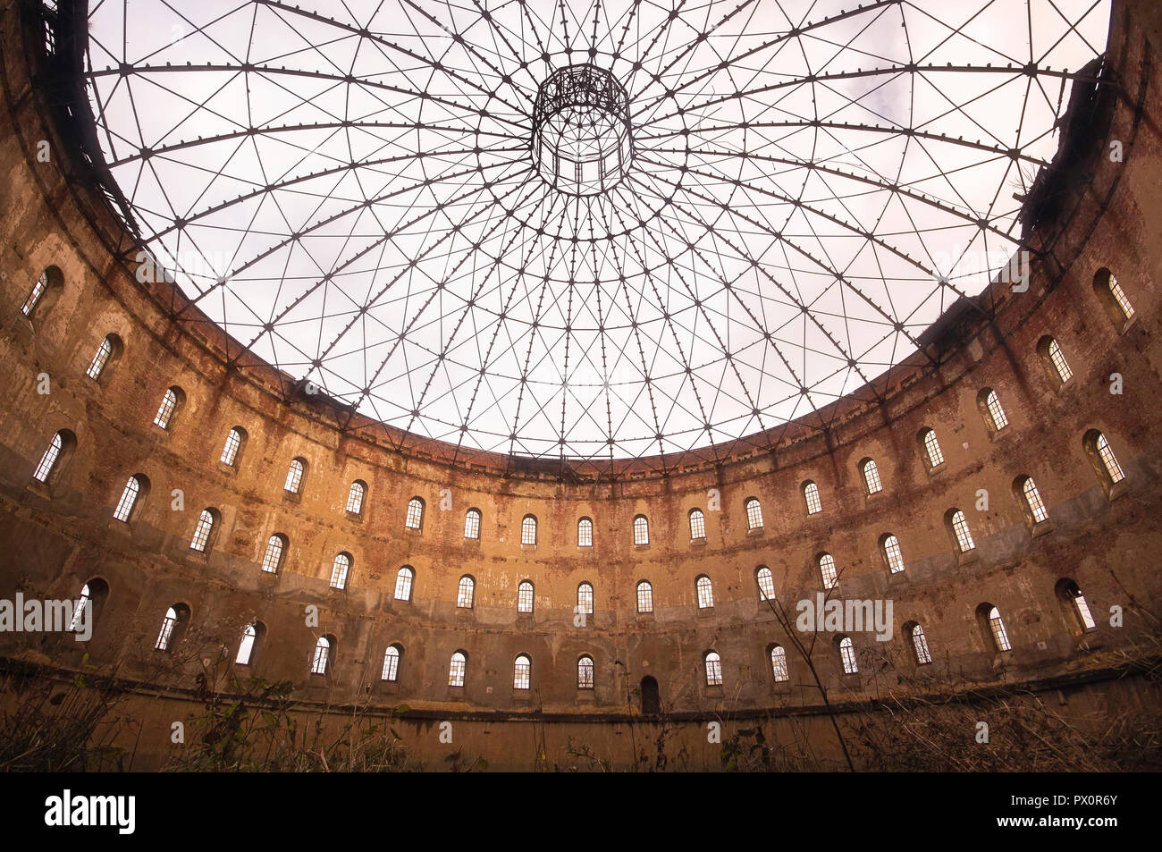 Interior view of an abandoned Gasometer in Germany Stock Photo - Alamy