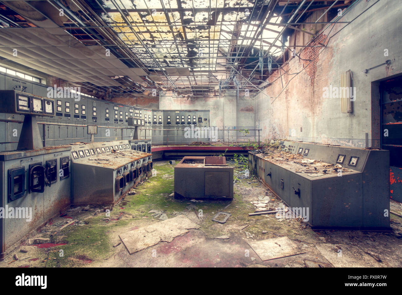 Interior view of a control room in an abandoned mine in France Stock ...