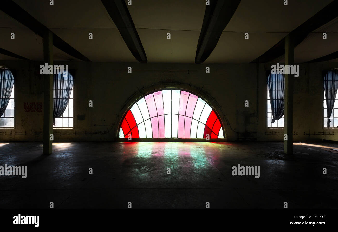 Interior view of a room in an abandoned chocolate factory in Belgium ...