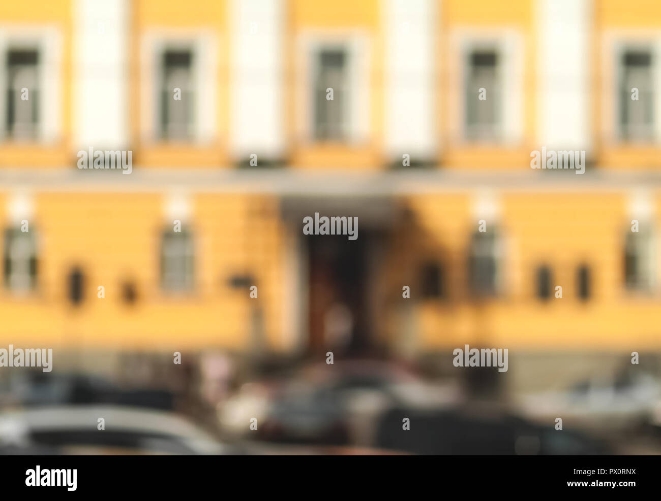 Spring blurry city. Defocused cityscape background. Blurry architecture ...