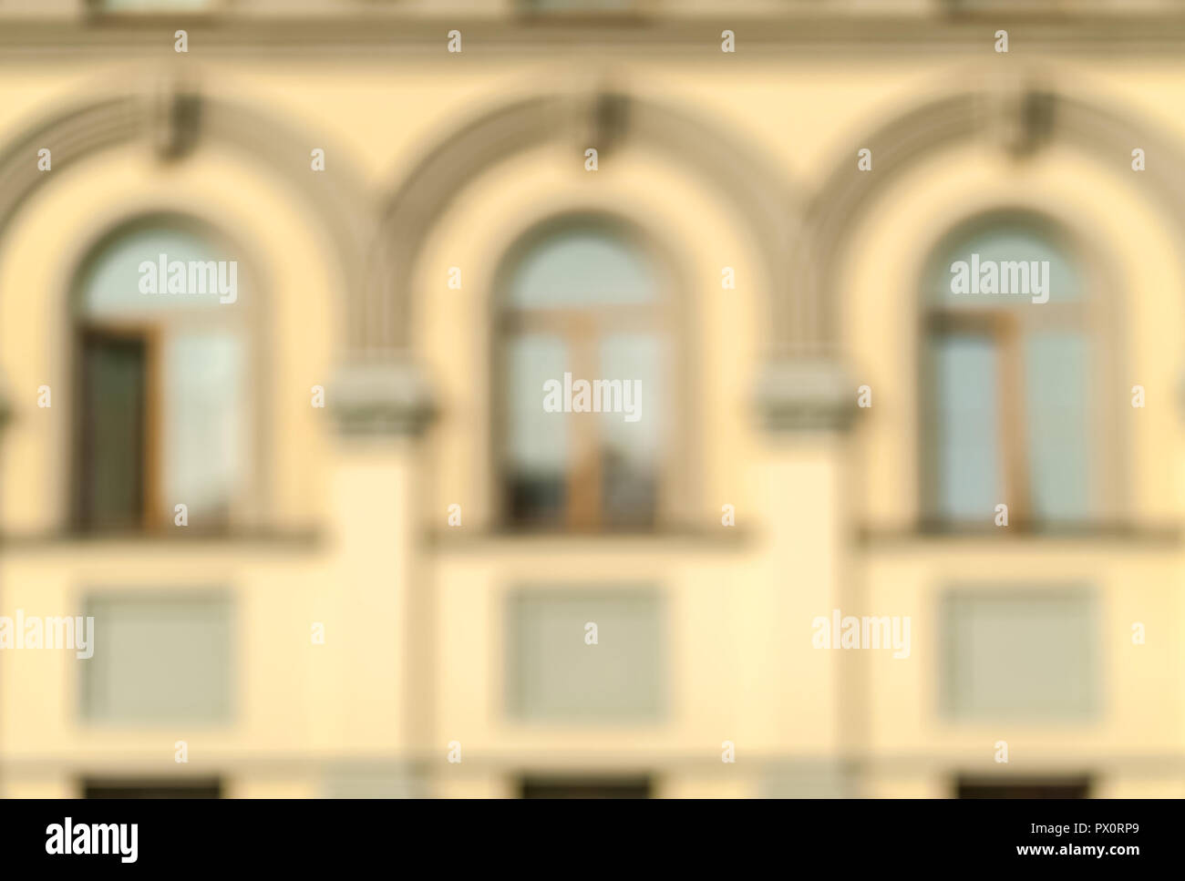 Spring blurry city. Defocused cityscape background. Blurry architecture ...