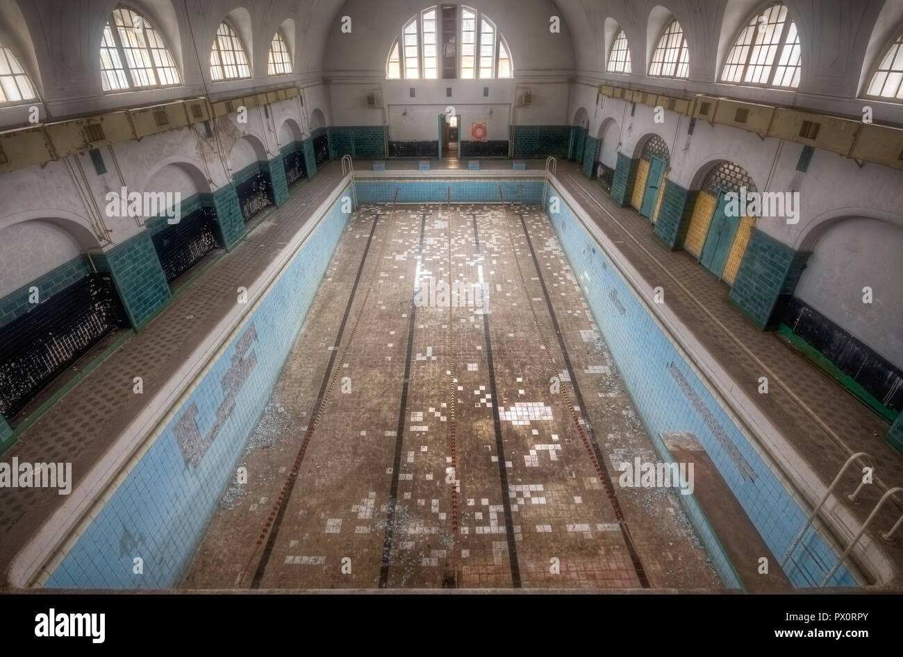 Interior view of an abandoned swimming pool in Germany Stock Photo - Alamy