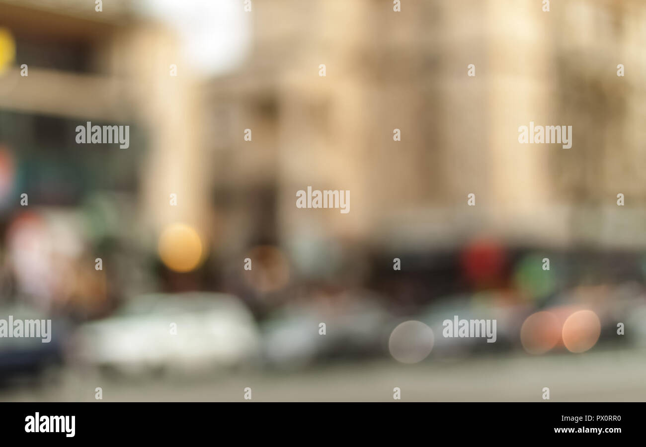 Spring blurry city. Defocused cityscape background. Blurry architecture ...