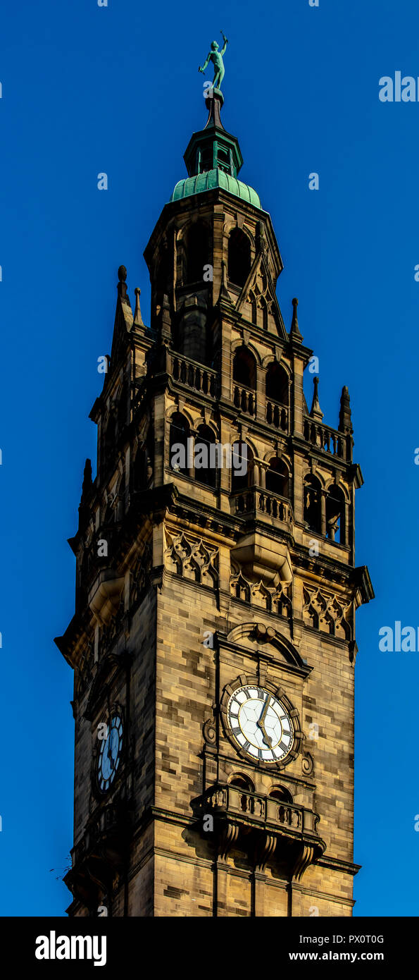 Sheffield, UK - Aug 30 2018: Peace Garden public open town hall square ...