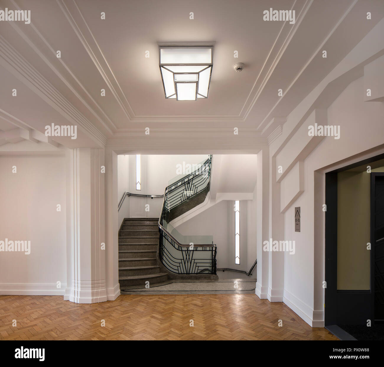 Staircase in the communal area in the iconic art deco Hoover Building ...