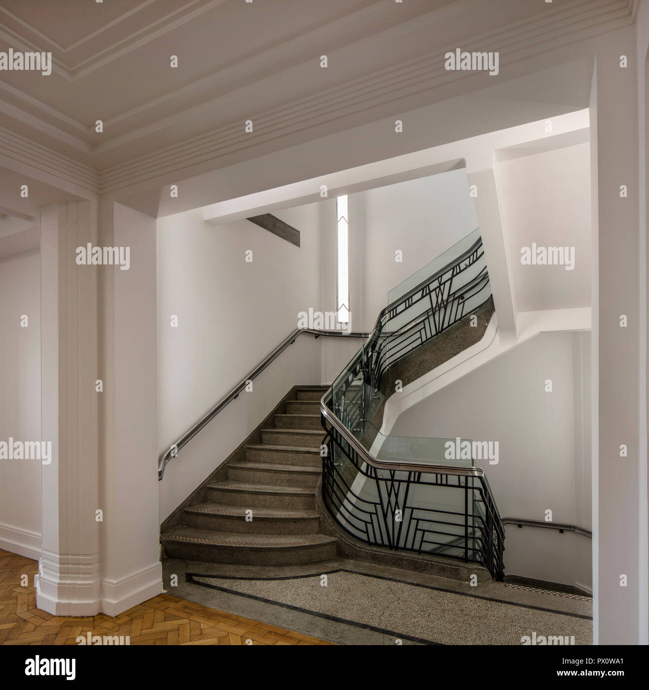 Staircase in the communal area in the iconic art deco Hoover Building ...