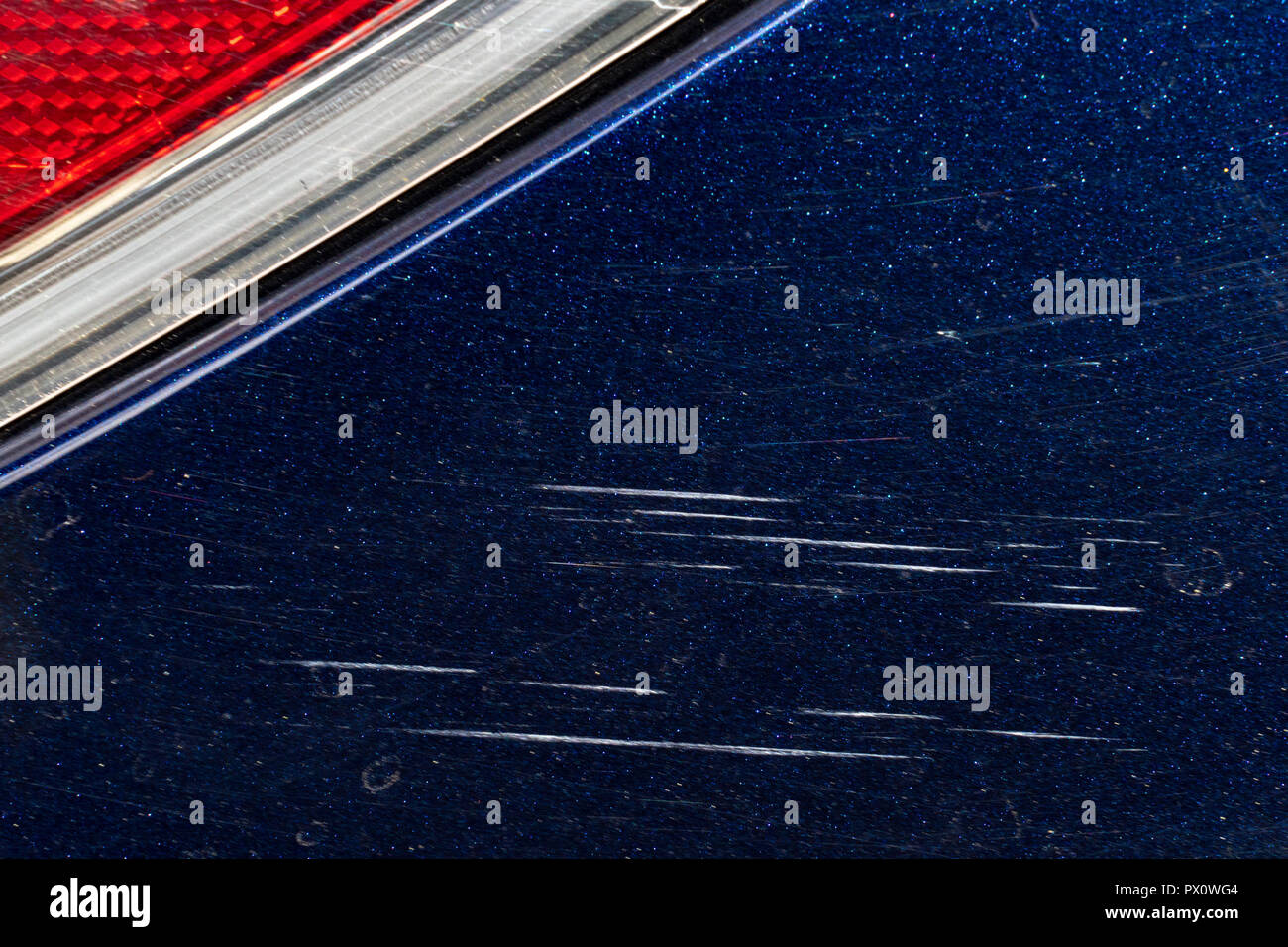 car body metal blue scratches detail Stock Photo - Alamy