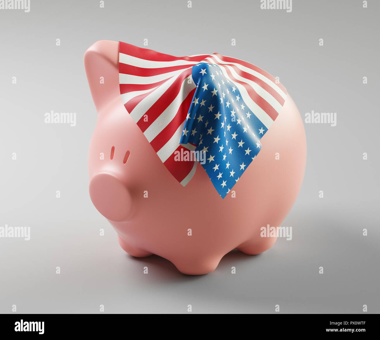 Piggy bank with Usa flag on it, 3d render illustration Stock Photo - Alamy