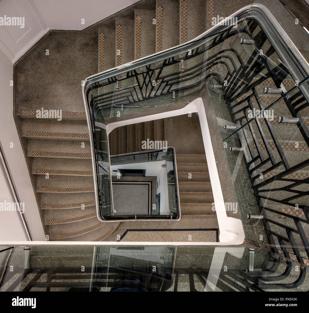 Staircase in the communal area in the iconic art deco Hoover Building ...