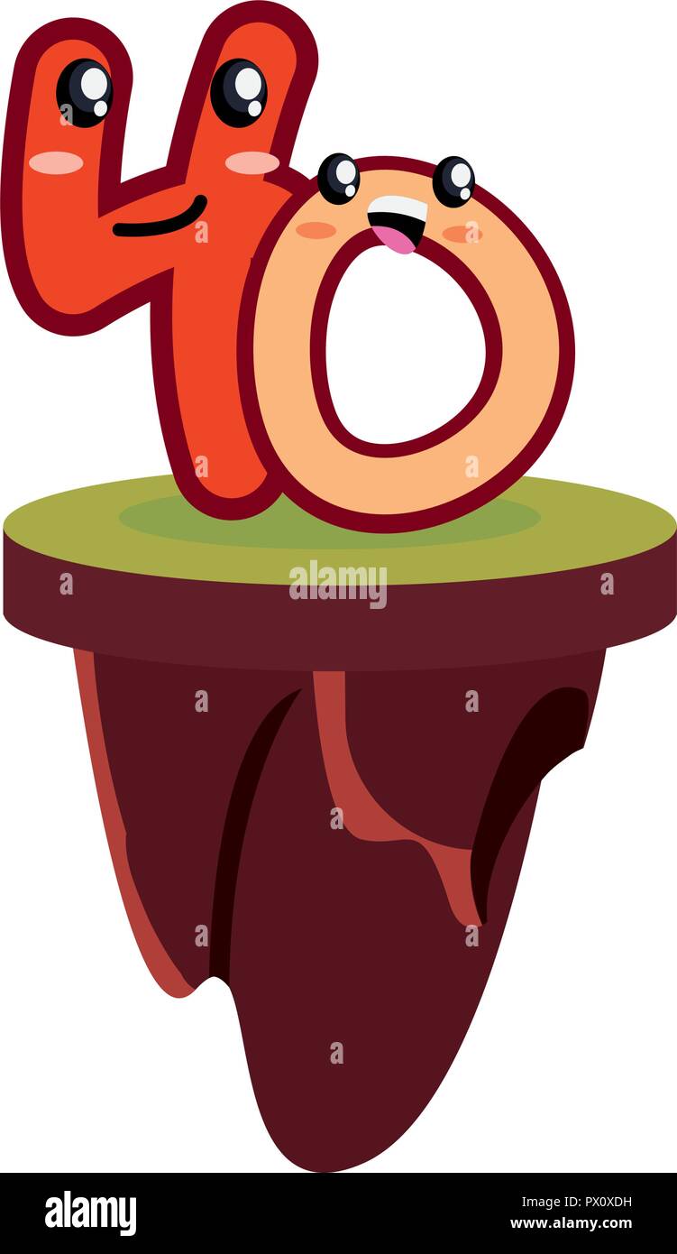 kawaii number forty character cartoon vector illustration Stock Vector ...