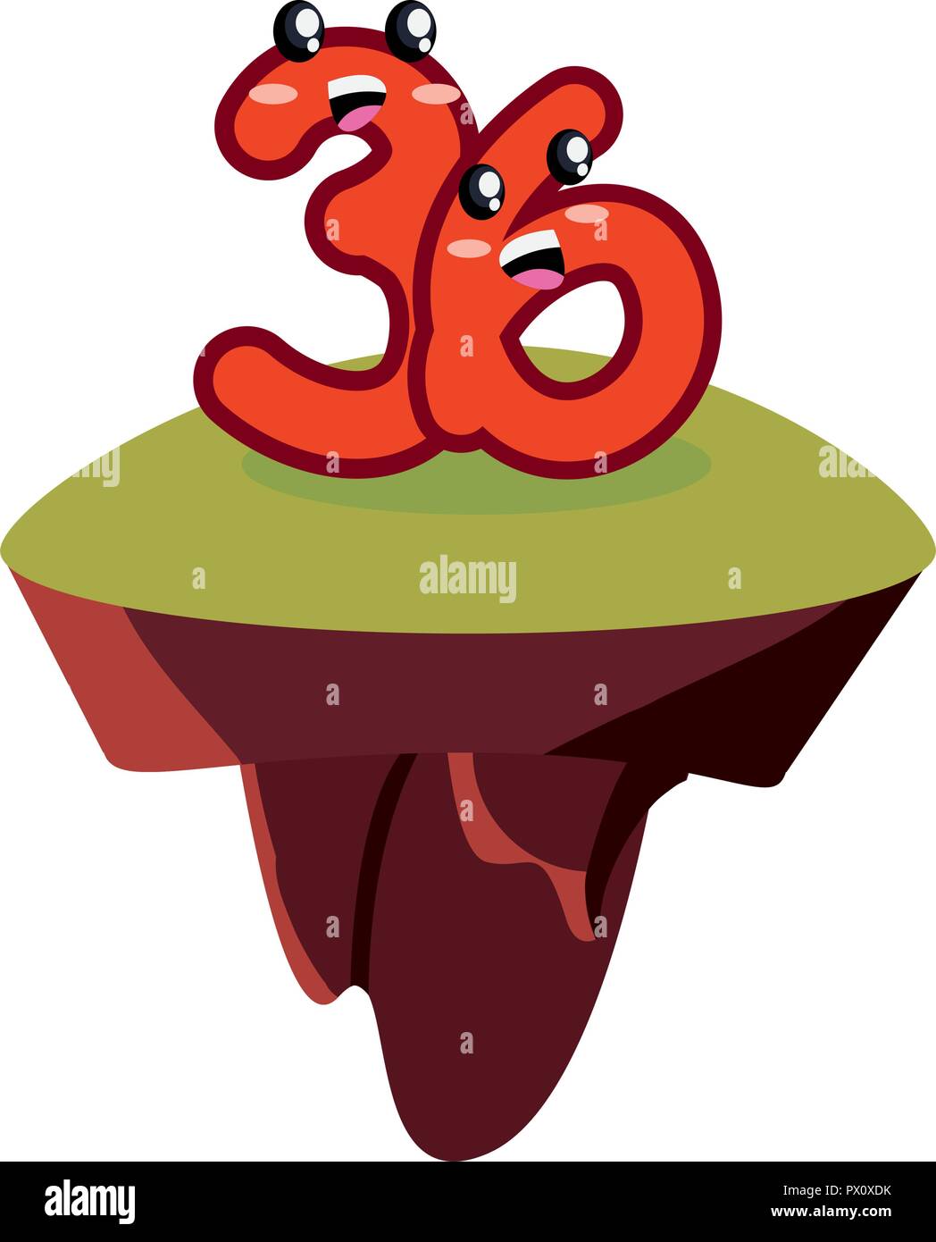 kawaii number thirty six character cartoon vector illustration Stock ...