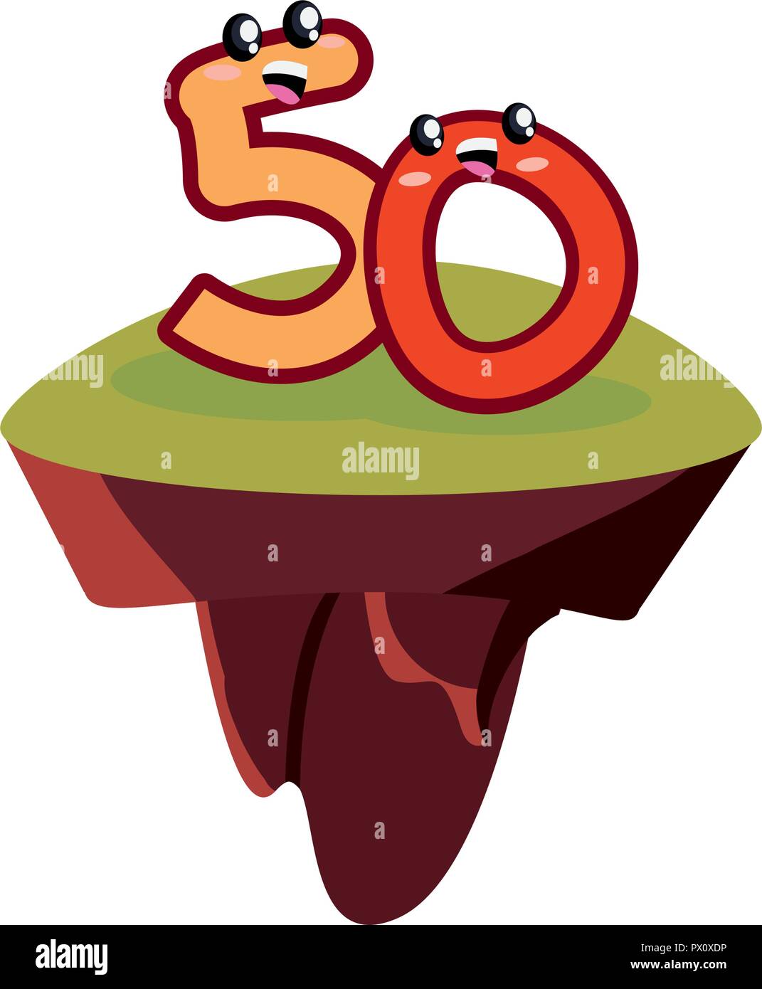 kawaii number fifty character cartoon vector illustration Stock Vector ...