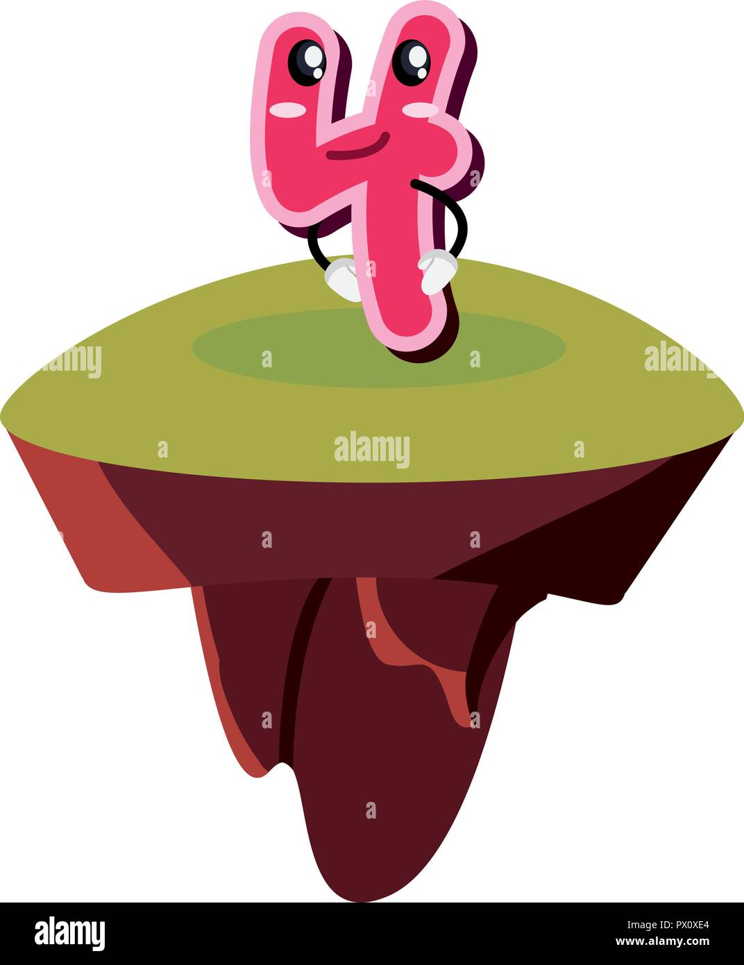 kawaii number four character cartoon vector illustration Stock Vector ...