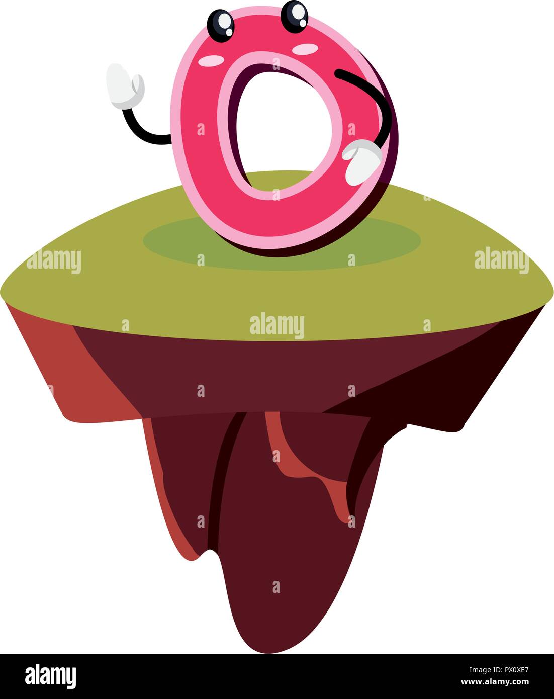 kawaii number zero character cartoon vector illustration Stock Vector ...