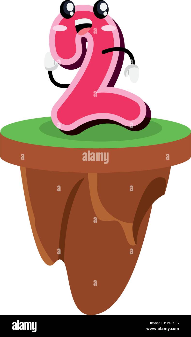 kawaii number two character cartoon vector illustration Stock Vector ...