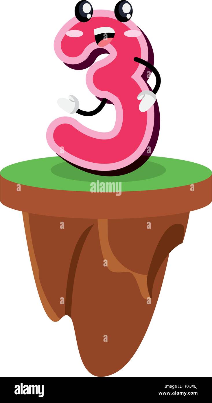 kawaii number three character cartoon vector illustration Stock Vector ...