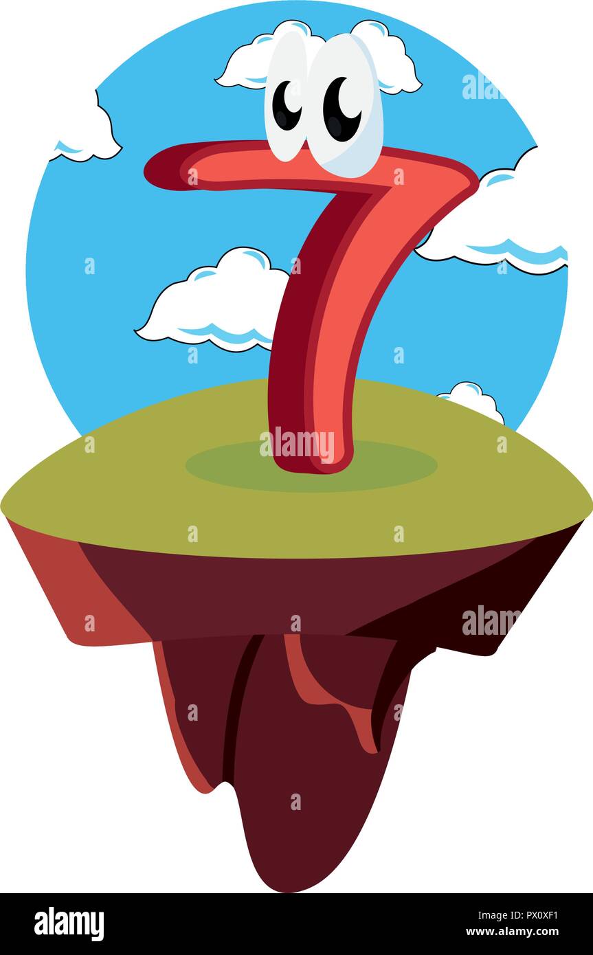 kawaii number seven character cartoon vector illustration Stock Vector ...