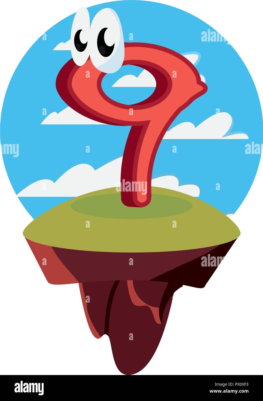 kawaii number nine character cartoon vector illustration Stock Vector ...