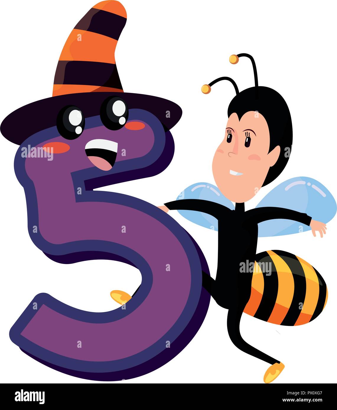 with costume and character number halloween vector illustration Stock ...