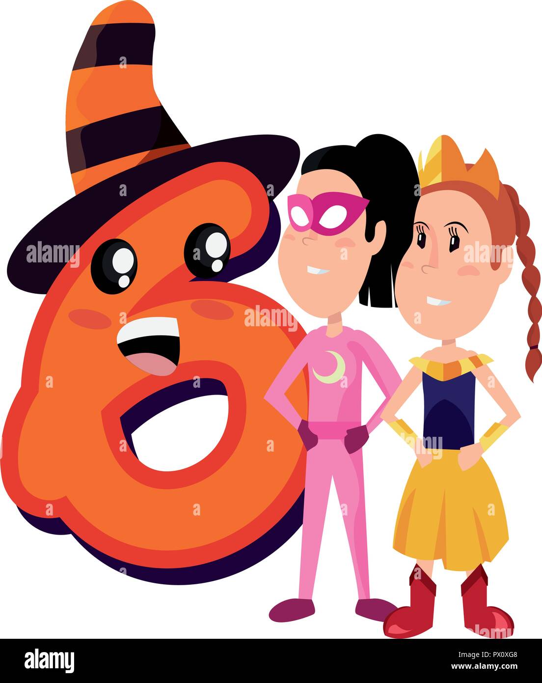 with costume and character number halloween vector illustration Stock ...