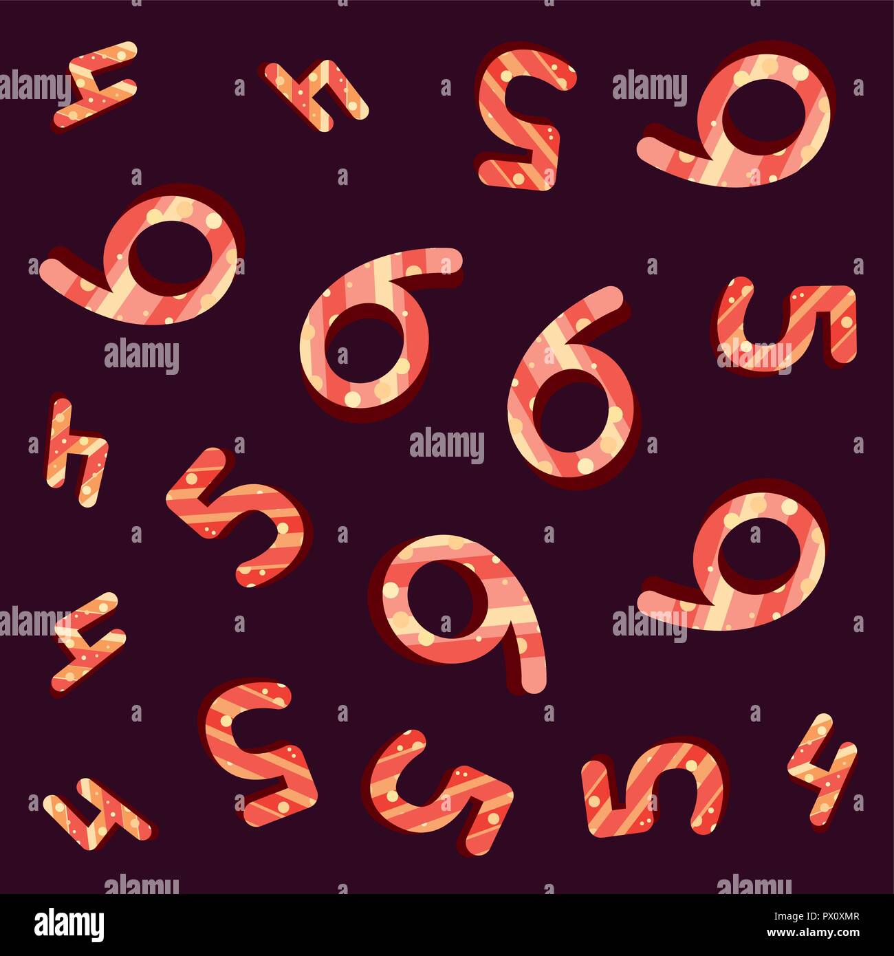 numbers retro style font pattern background vector illustration Stock ...