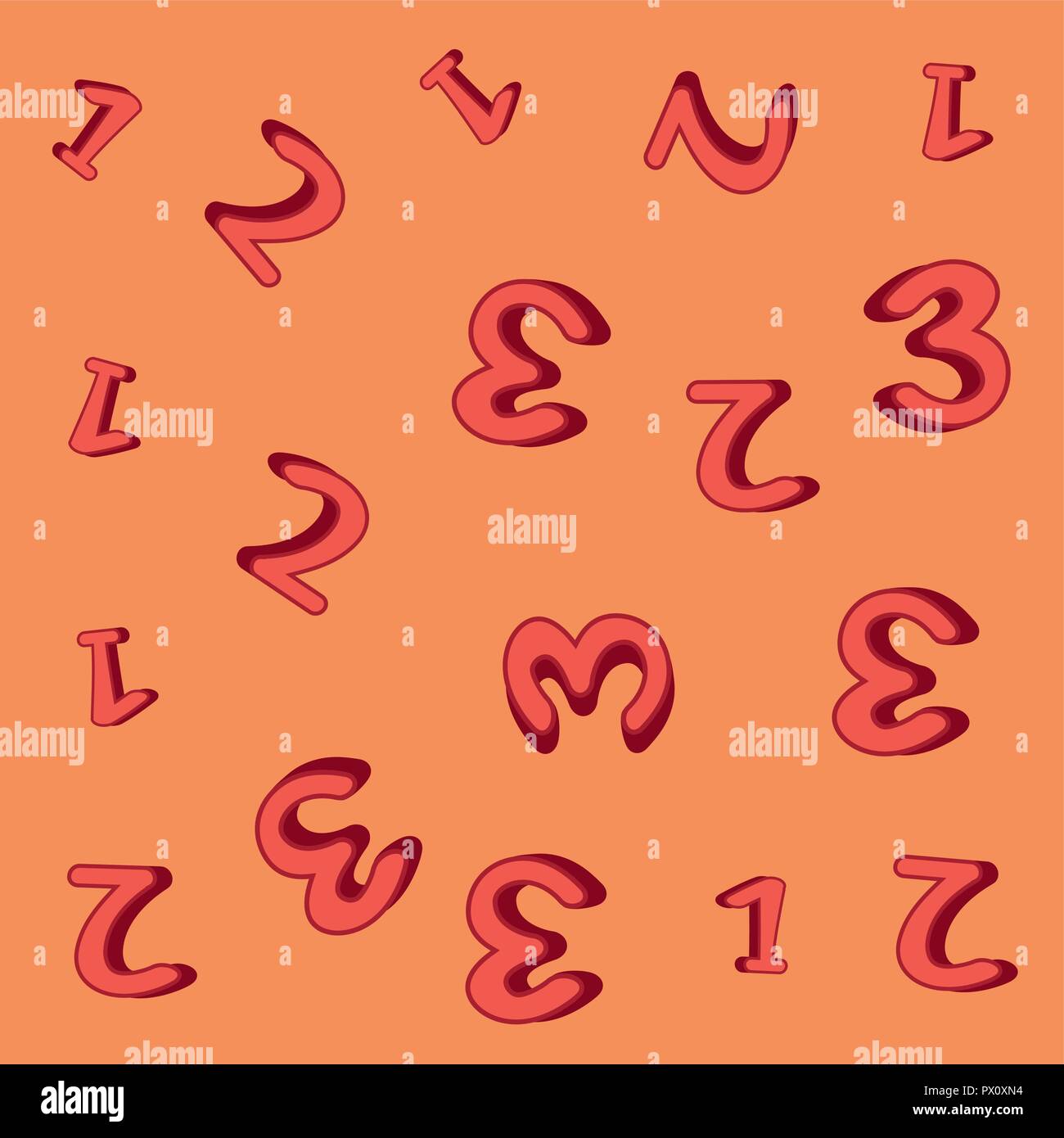 numbers font orange pattern background vector illustration Stock Vector ...
