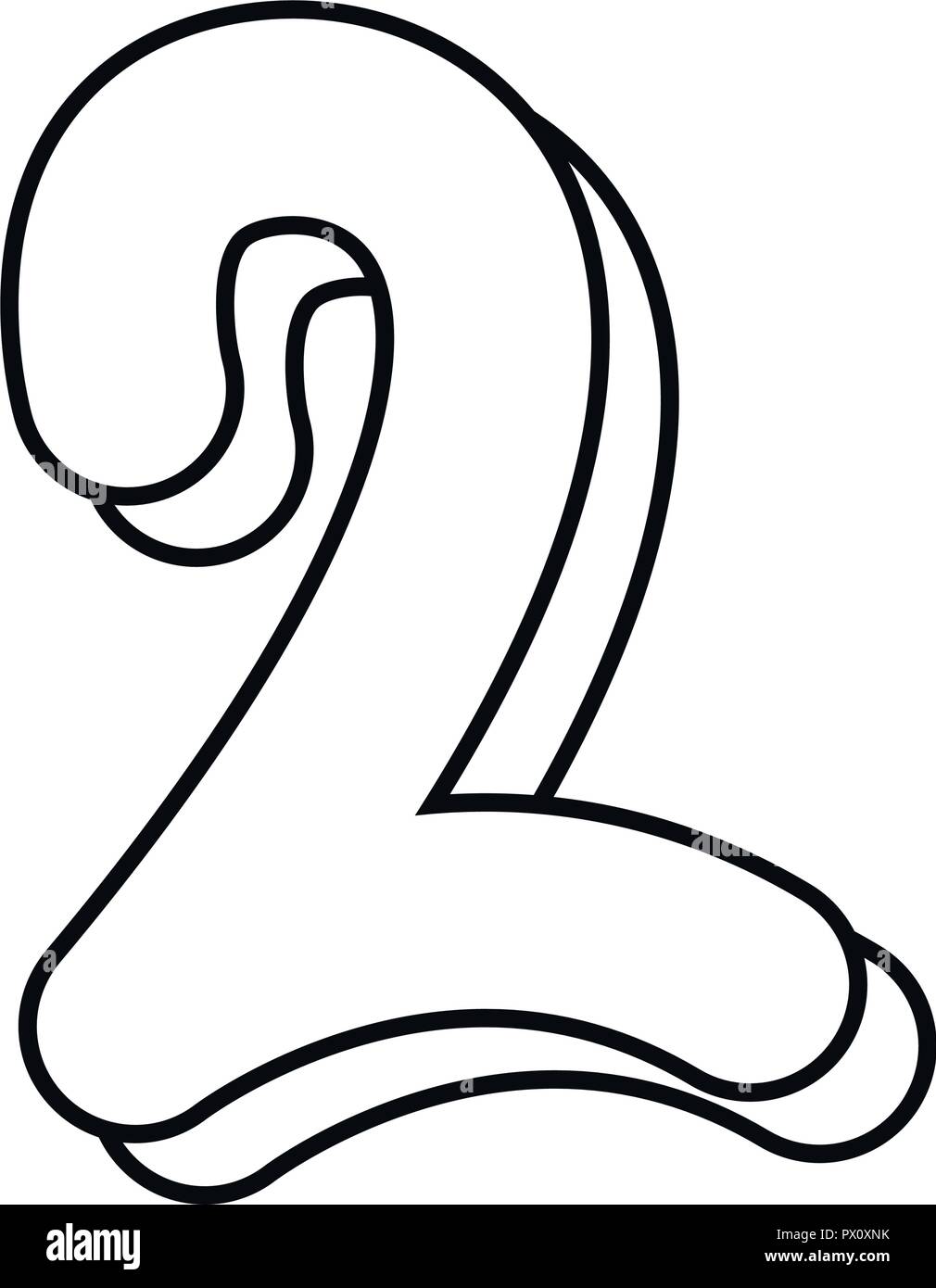 outlined number two on white background vector illustration Stock ...