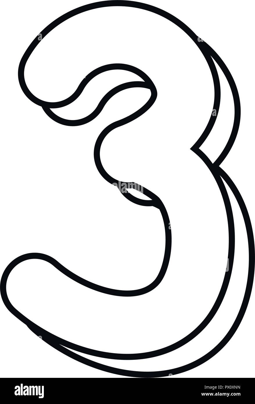 outlined number three on white background vector illustration Stock ...