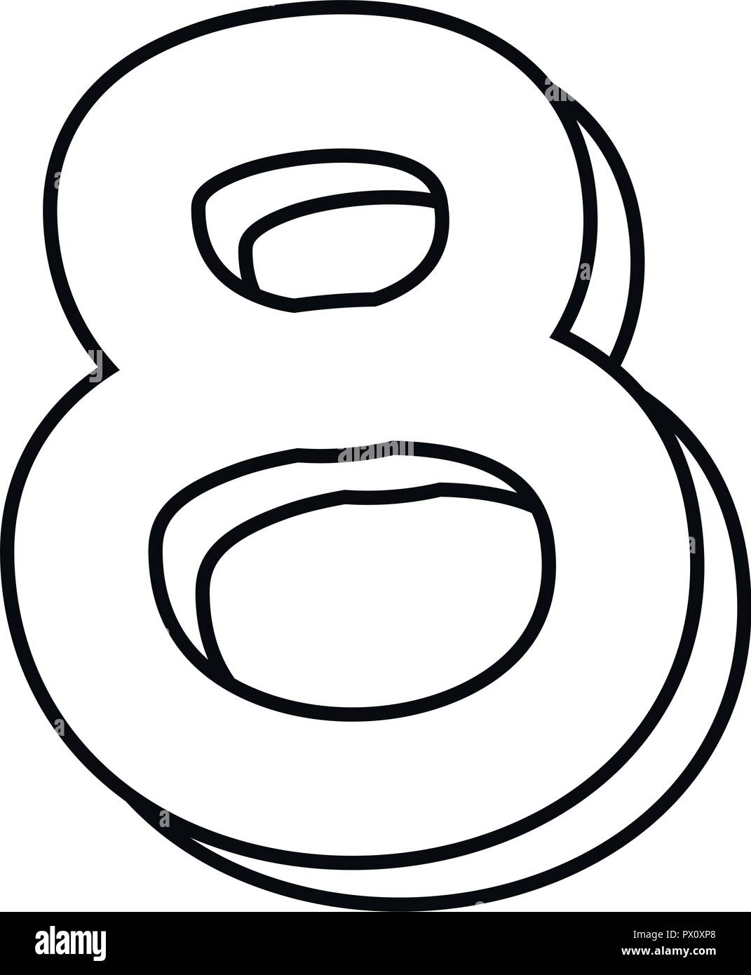 outlined number eight on white background vector illustration Stock ...