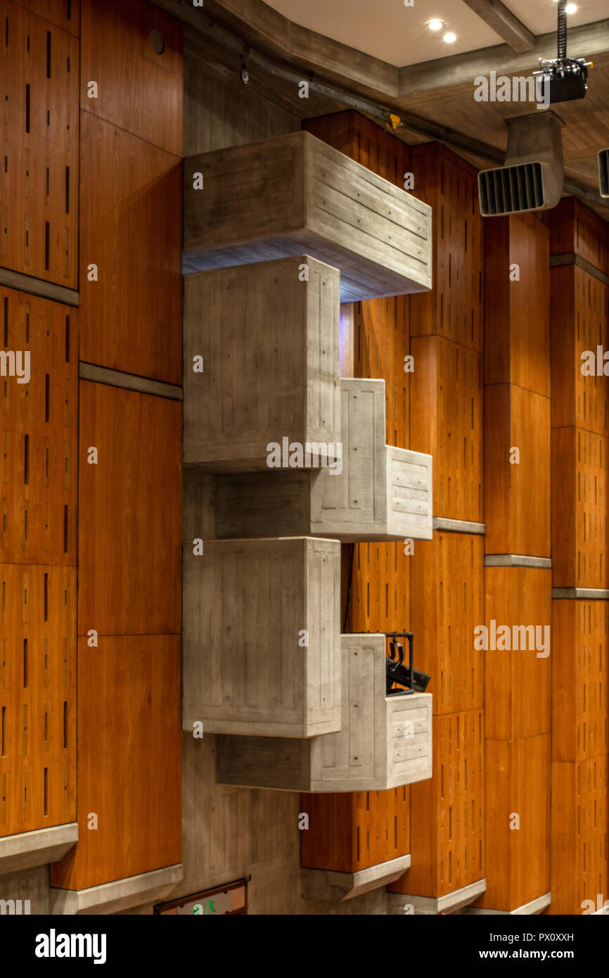 Concrete lighting rig in the restored Purcell Room at the Queen ...