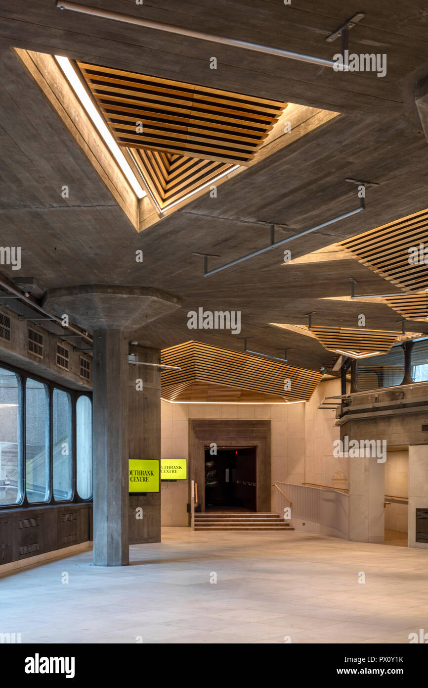 The restored triangular roof lights of the Queen Elizabeth Hall foyer ...