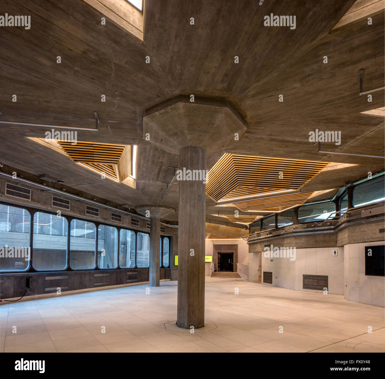 The restored triangular roof lights of the Queen Elizabeth Hall foyer ...