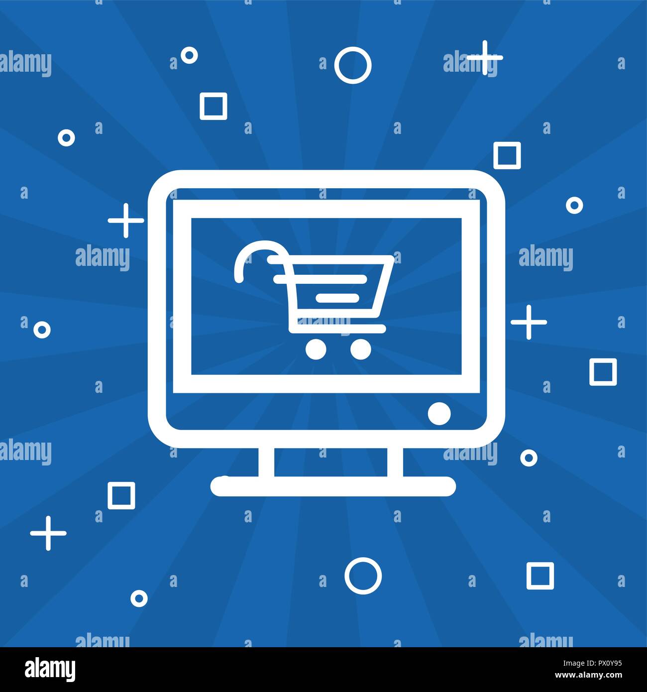 cyber monday computer screen shopping cart symbols vector illustration ...