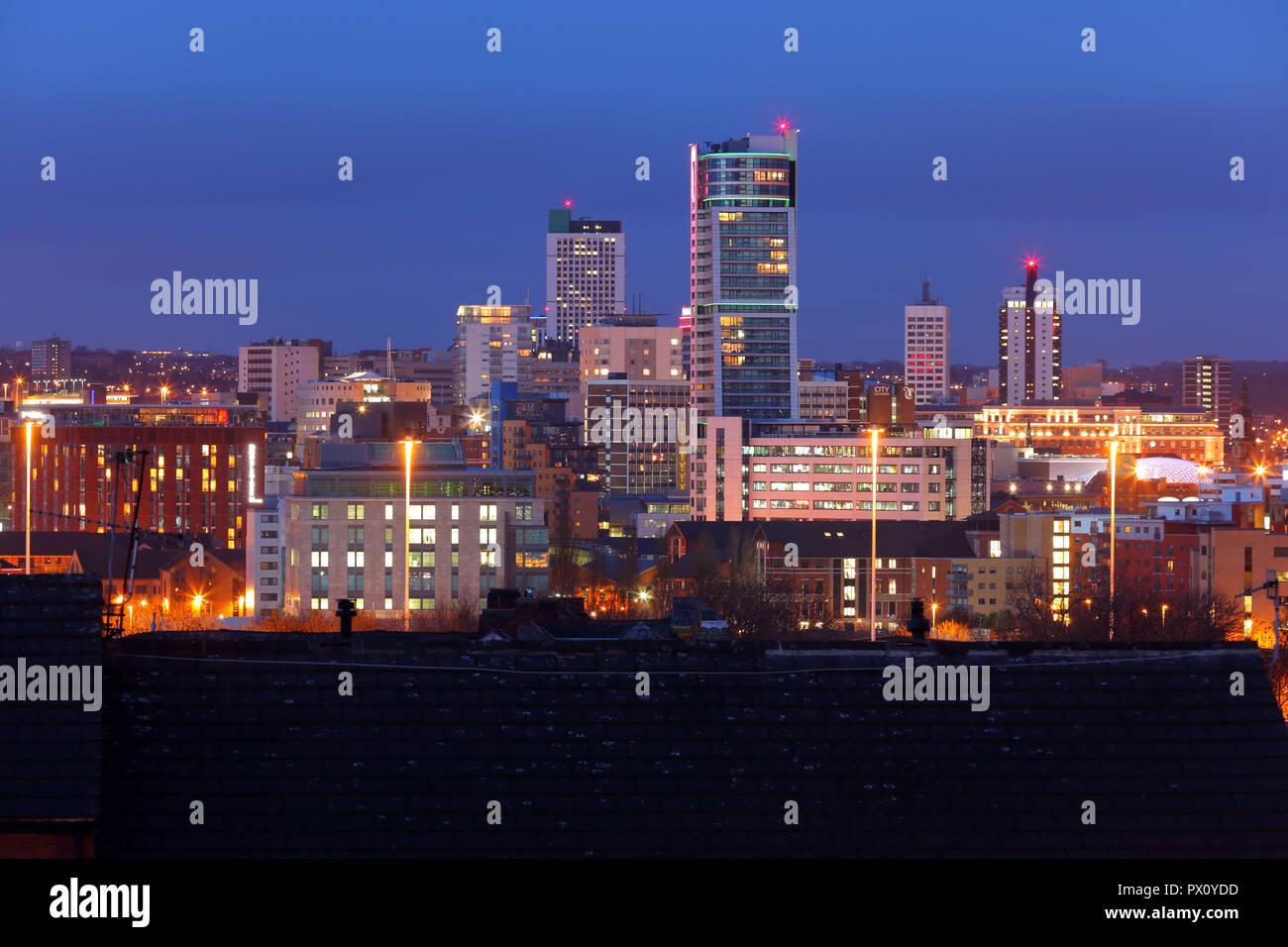 Leeds Skyline at night, viewed from Beeston Hill Stock Photo - Alamy
