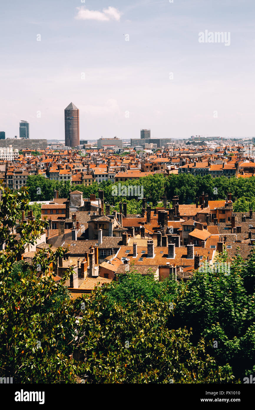Bird's-eye panoramic view above Lyon, France, 2018 Stock Photo - Alamy